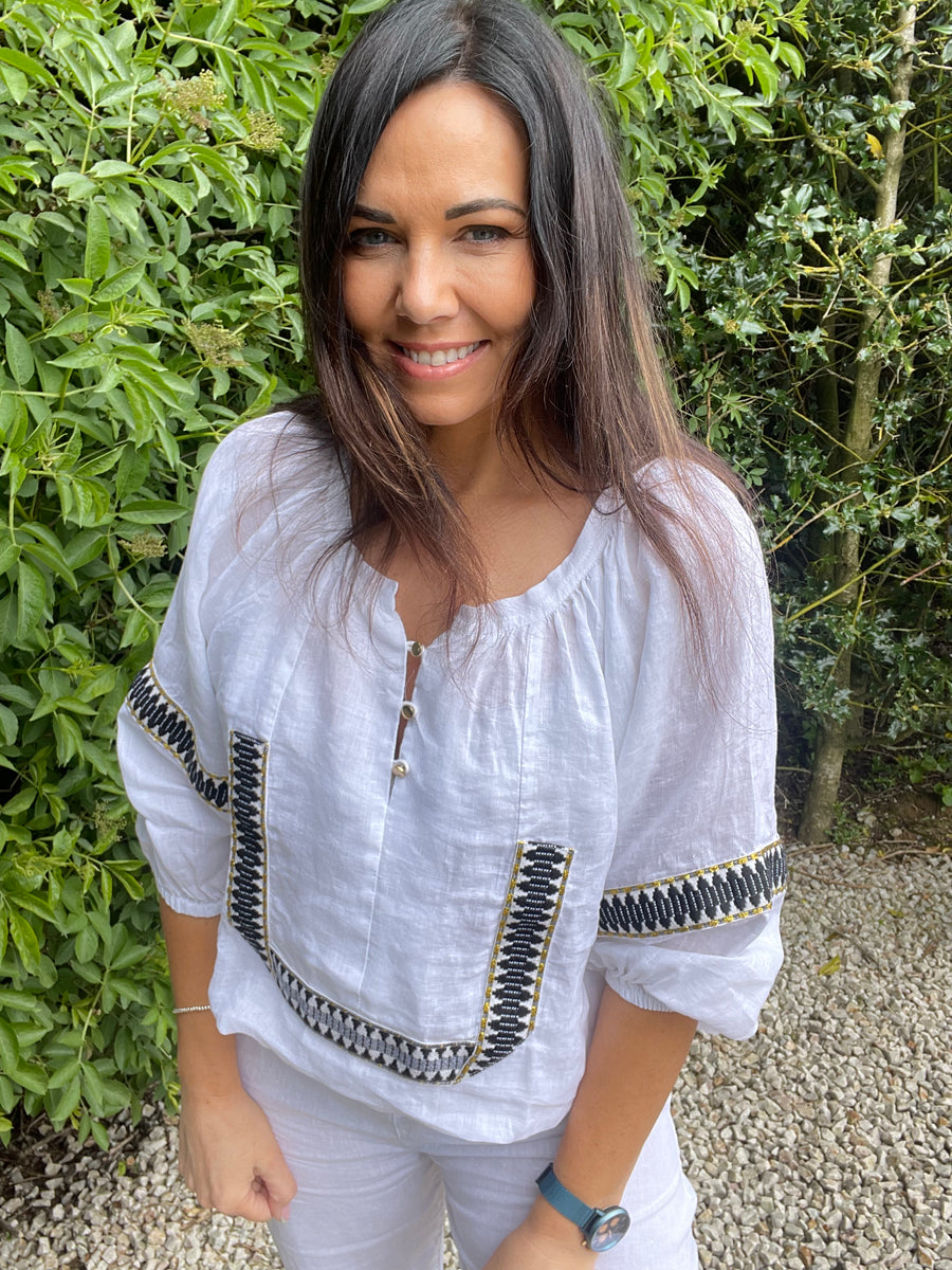 DS Athens 100% Pure Linen 15-257 Blouse – AML Boutique NI