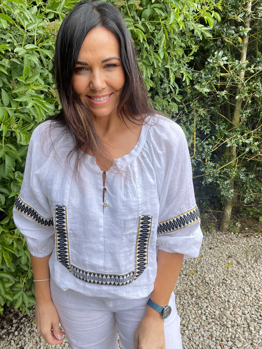 DS Athens 100% Pure Linen 15-257 Blouse – AML Boutique NI