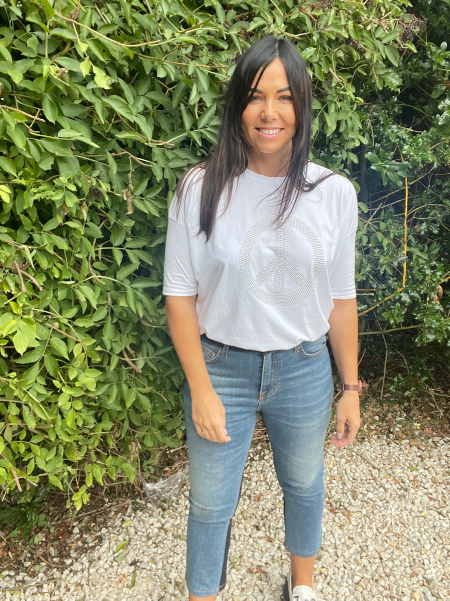 Funky Staff White Feli Peace Oversized Top – AML Boutique NI