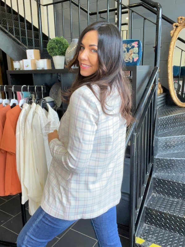 RRP £170 Setre Cream Checked Blazer – AML Boutique NI